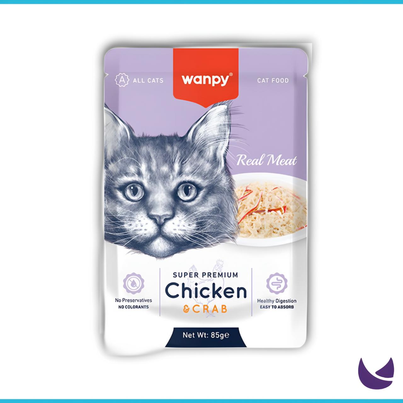 Wanpy Real Meat Cat Pouch – Chicken & Crab (85g) - Chubby Meows